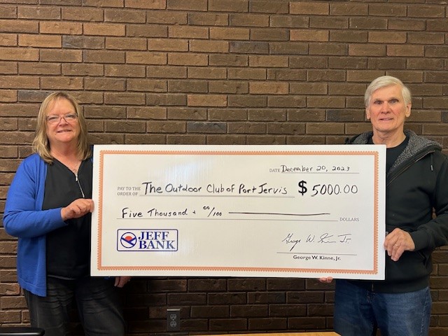 Jeff Bank Awards $5,000 Grant to Outdoor Club of Port Jervis | Jeff Bank